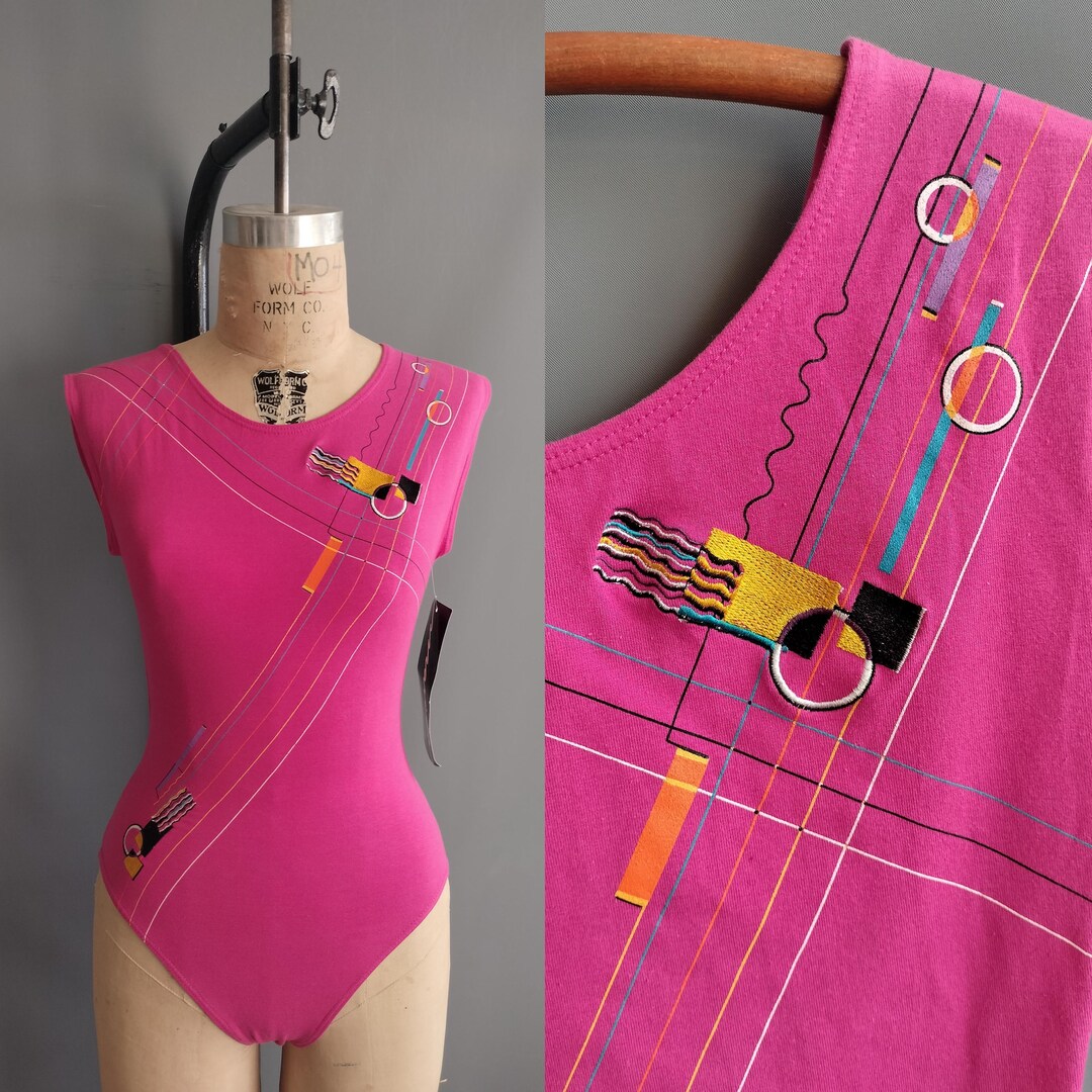 1980s Deadstock Leotard, New Wave Marika High Cut Leg Bodysuit, Workout ...