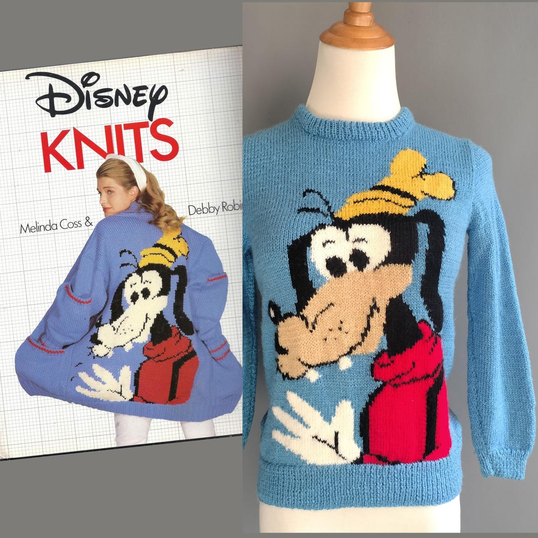 1980s Handknit Goofy Sweater, Intarsia Hand Knit, Designed by Melinda ...