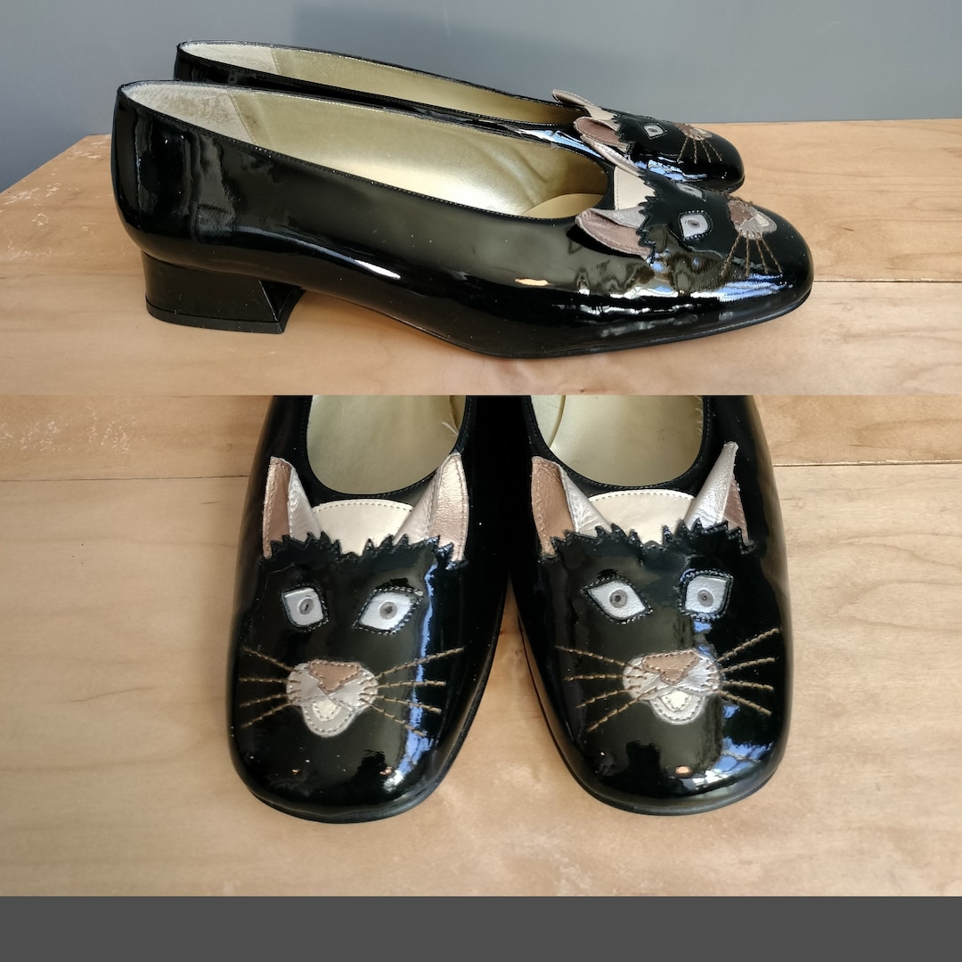 Size 8M 1980s Cat Face Shoes, Margaret Jerrold Novelty Flats, Made in ...
