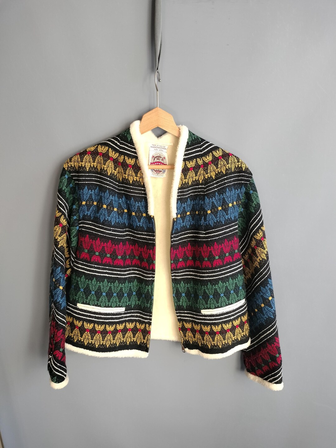 1950s Wool Mini Weis Handwoven Jacket Coat, Pile Lining Hand Woven - Etsy