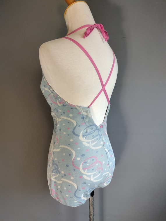 1930s ribbon print swimsuit, Gantner art deco novelty… - Gem