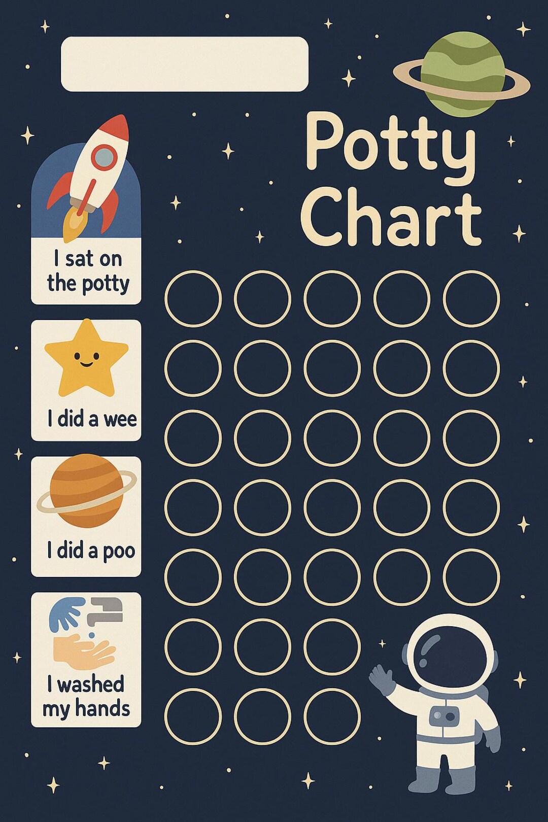 Space Potty Training Chart for Kids – Printable Reward Sticker Chart ...