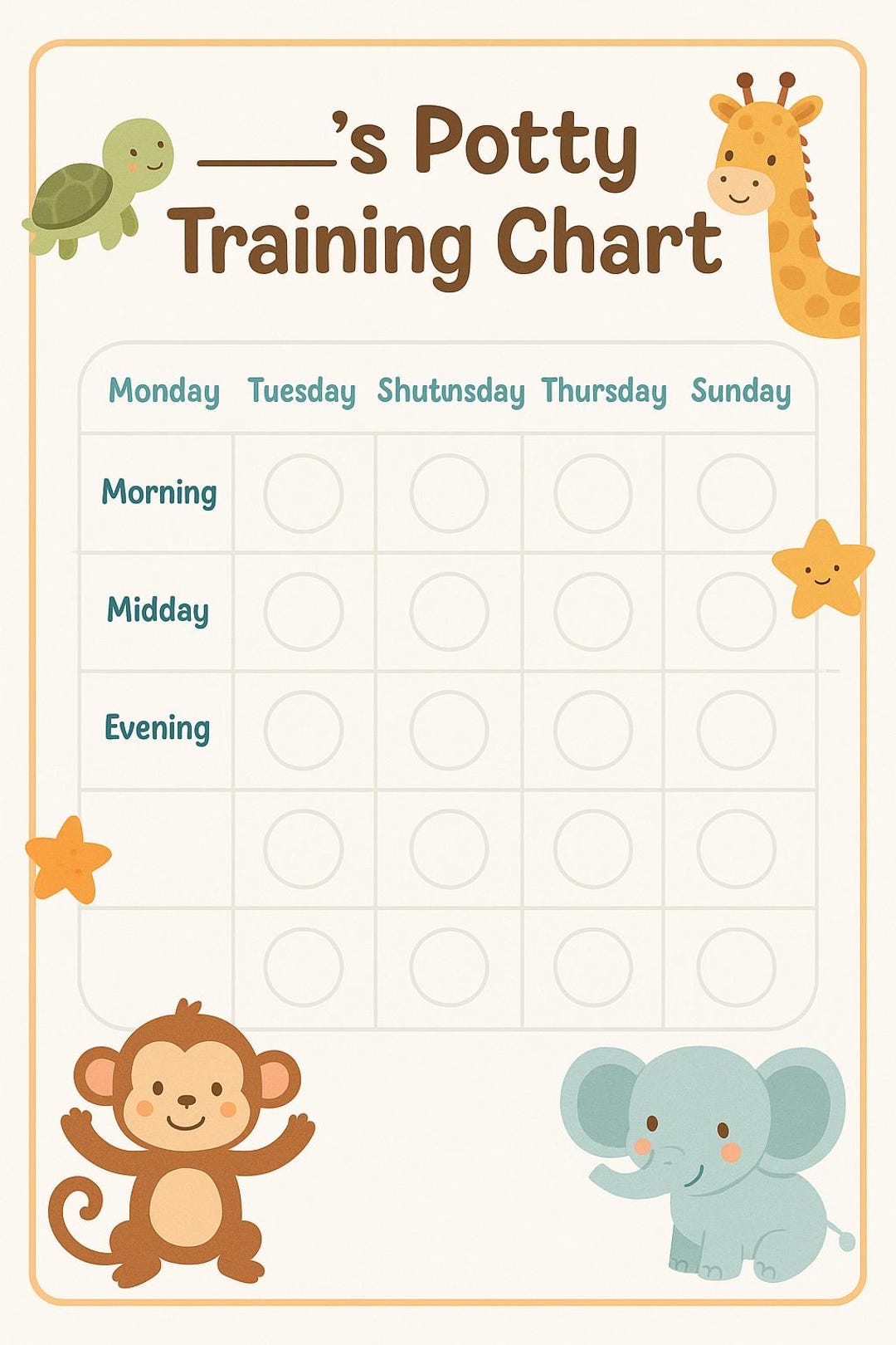 Personalized Potty Training Chart – Printable Toddler Reward Sticker ...