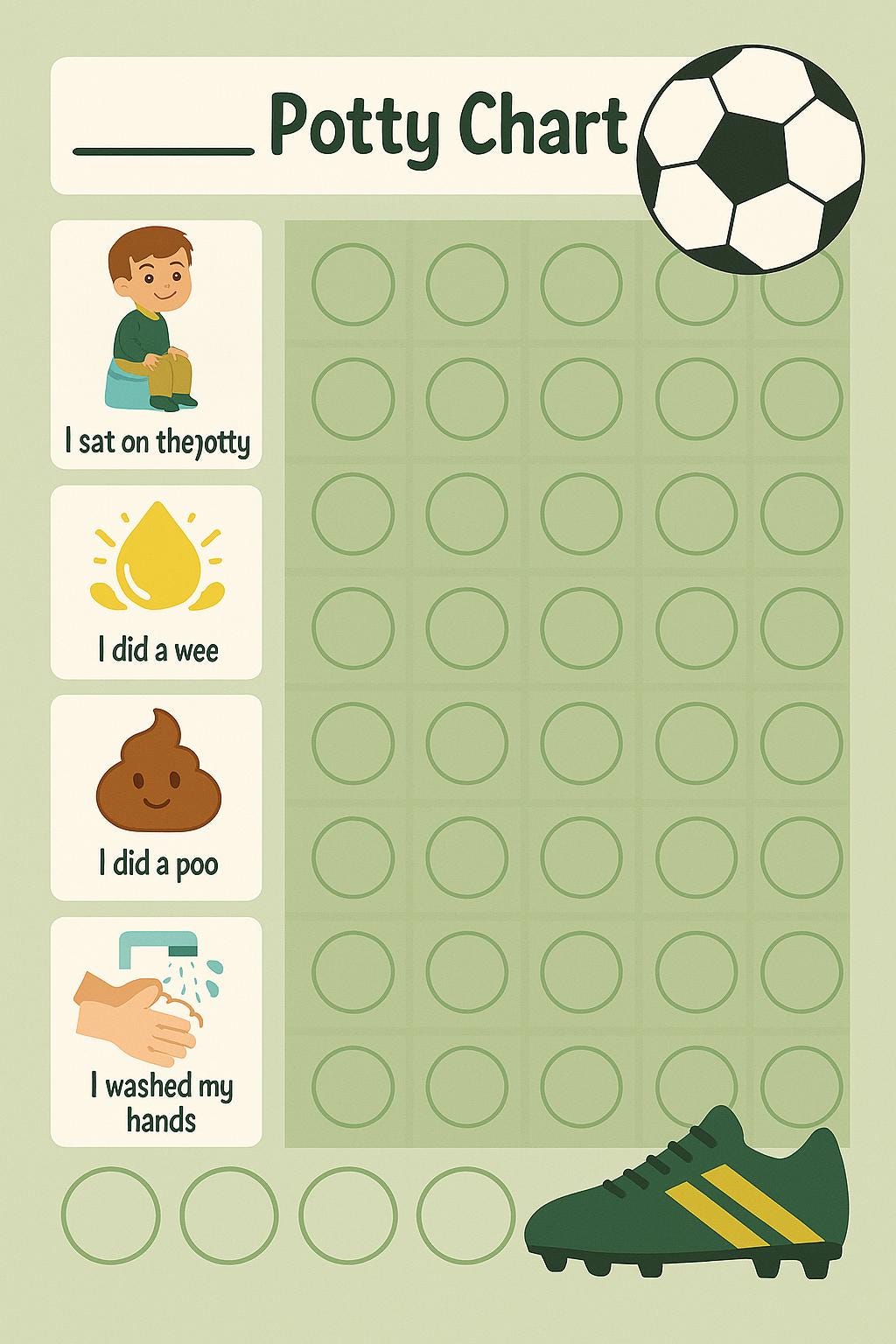 Football Potty Training Chart for Boys – Printable Reward Sticker Chart ...
