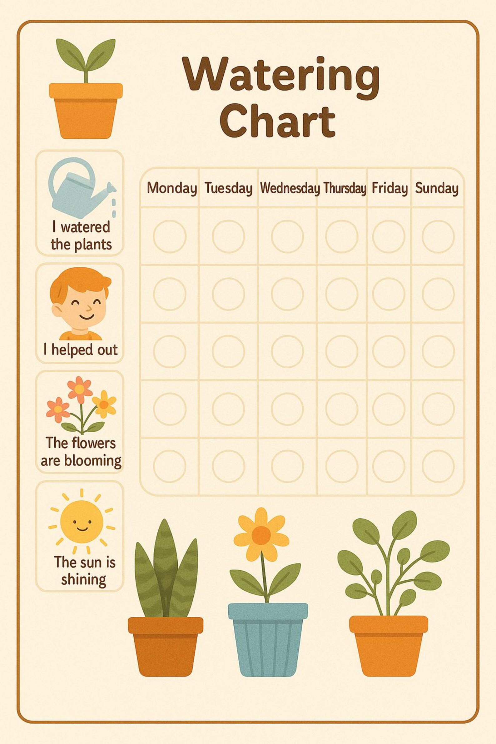 Kids Gardening-watering Sticker Chart! - Etsy