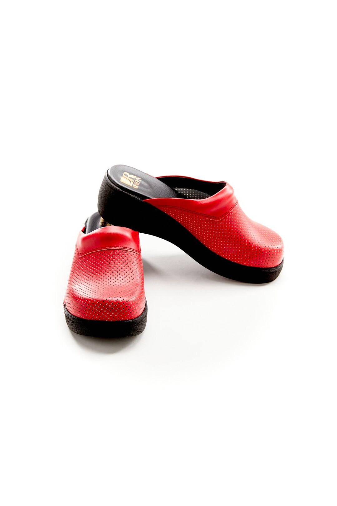 Red Wedge Heel Clogs for Nurses – Lightweight Leather Slip-on ...
