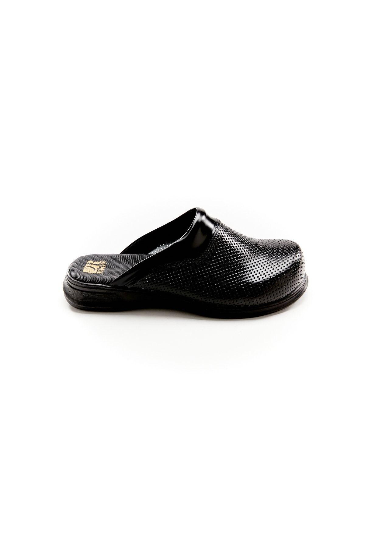 Men’s Black Orthopedic Clogs With Leather Sole – Breathable Perforated ...