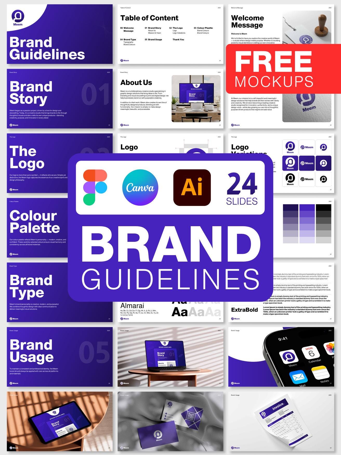 Brand Guidelines Template for Canva ,adobe Illustrator & Figma ...