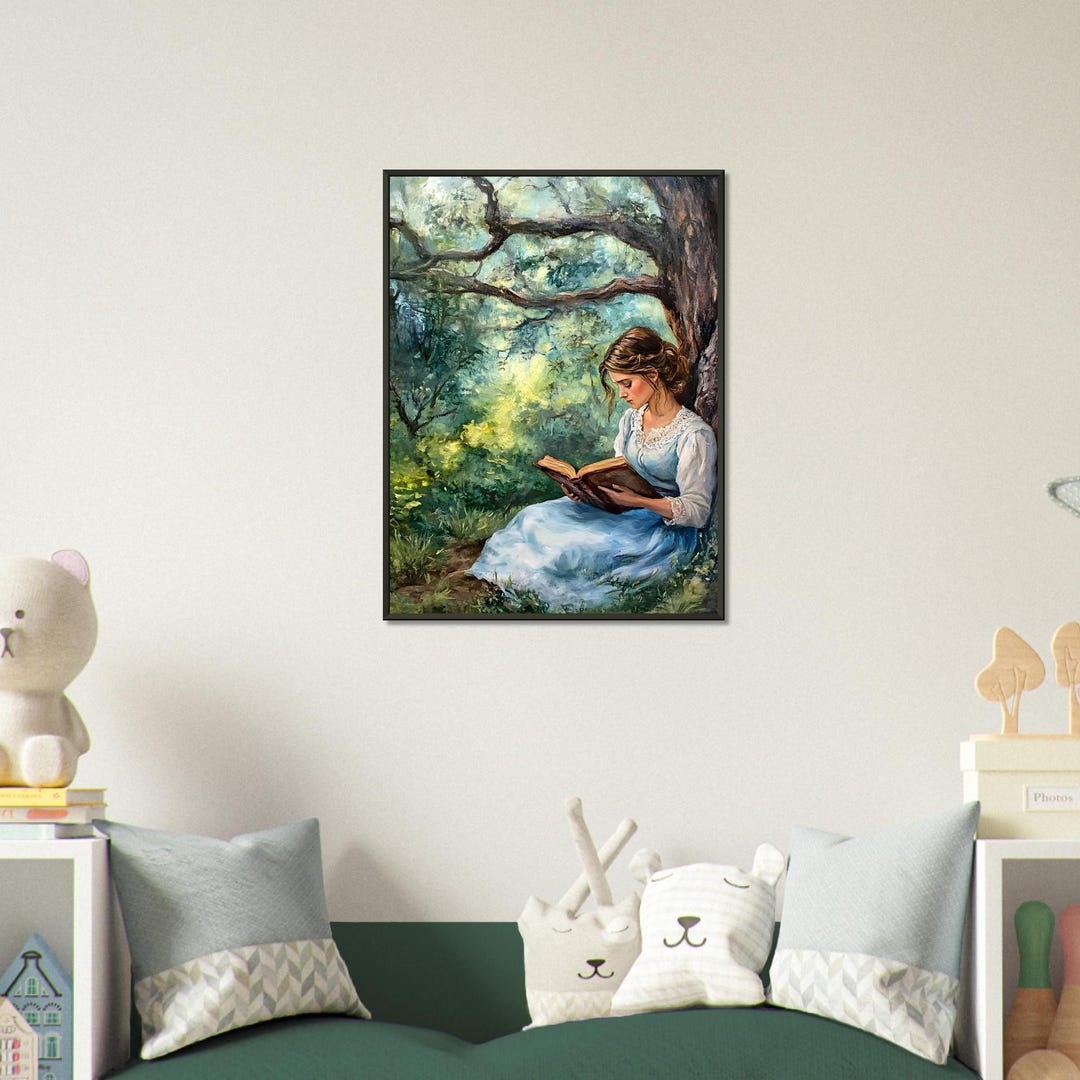 Vintage Victorian Woman Reading, Fantasy Book Lover Art, Academia Wall ...