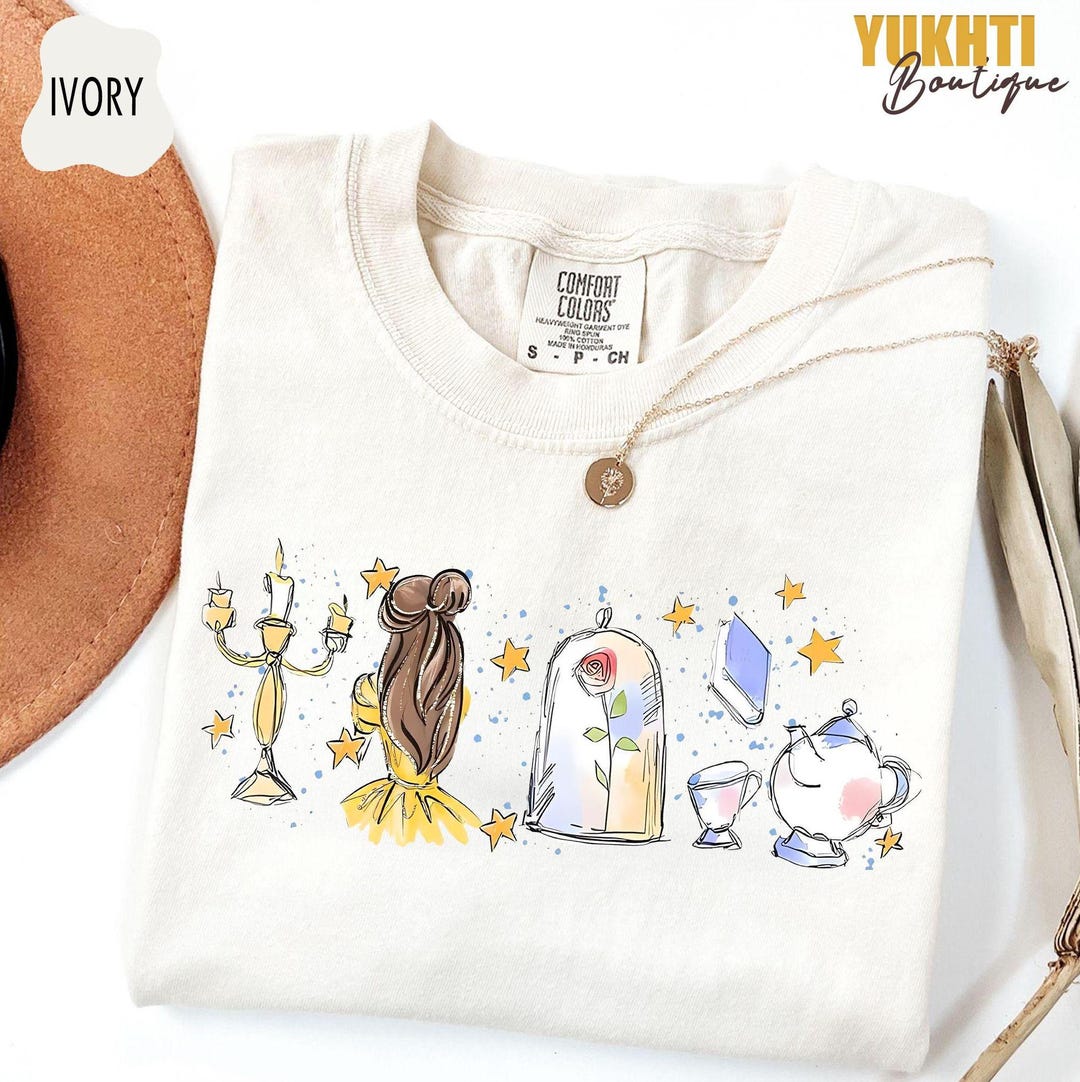 Watercolor Disney Belle Princess Tee, Girly Disney Girls Trip Shirt ...