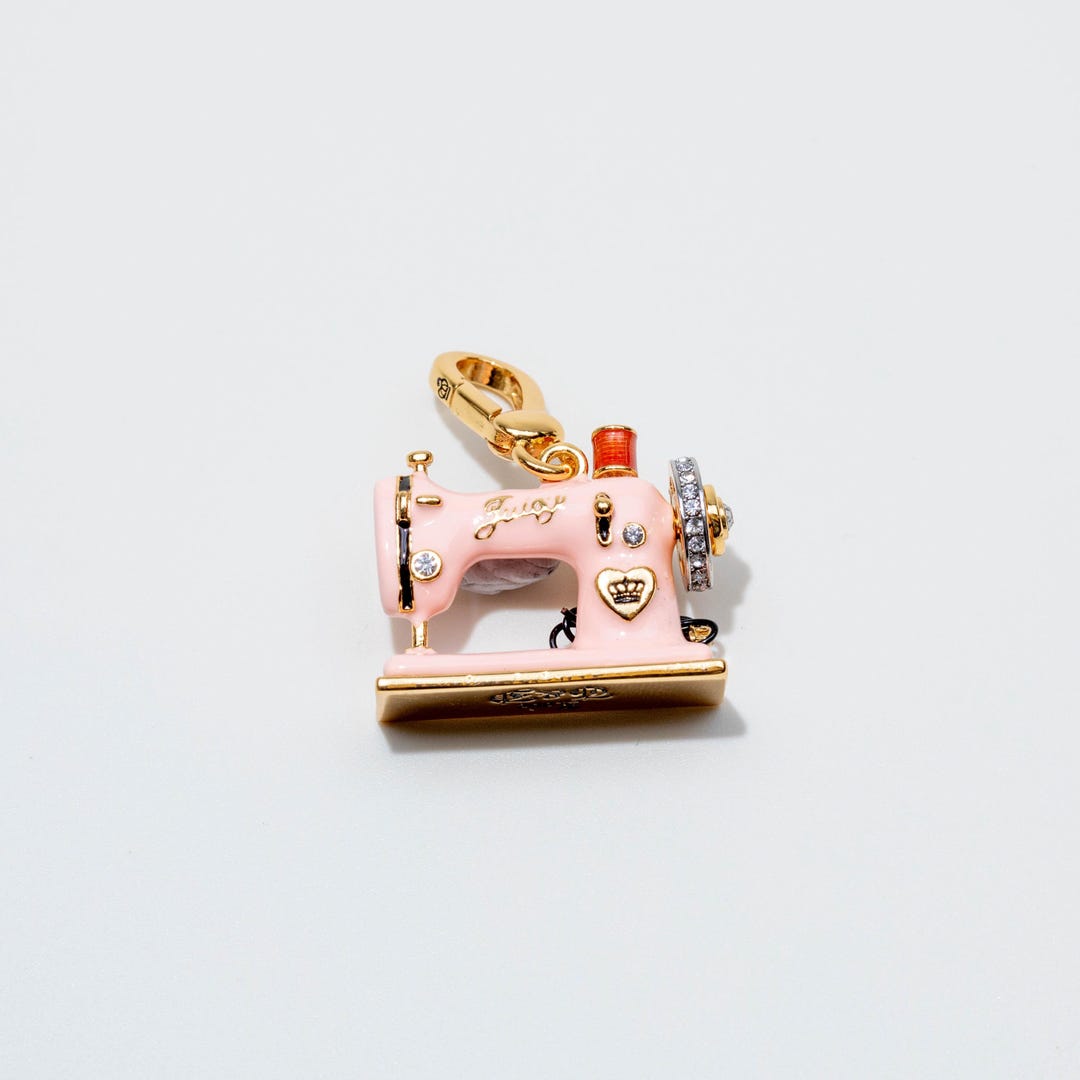 18k Gold Filled Pink Sewing Machine Enamel Charms Juicy Coutur Style ...