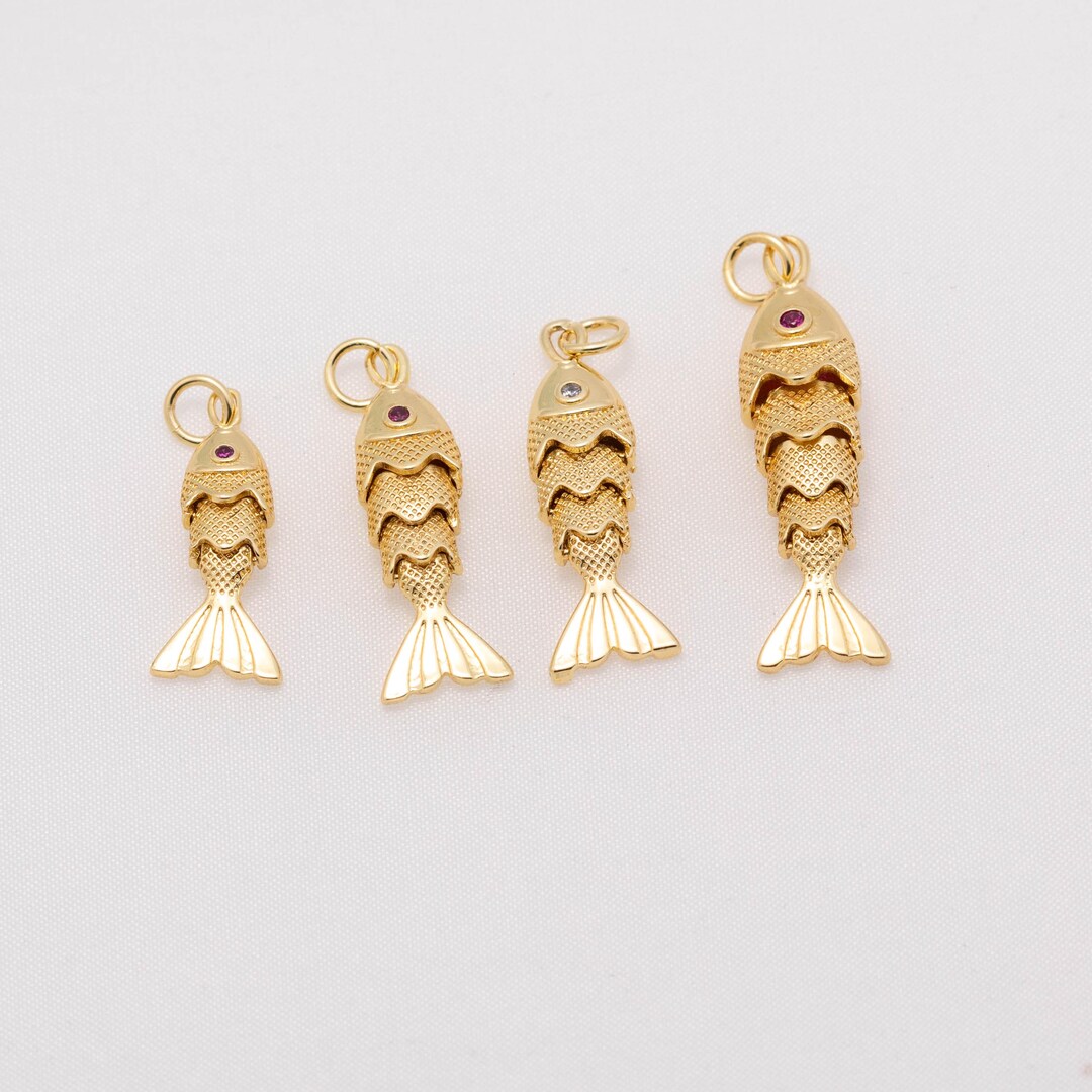 18k Gold Filled Fish Pendant: Vintage Articulated Sardine Charm B18 - Etsy