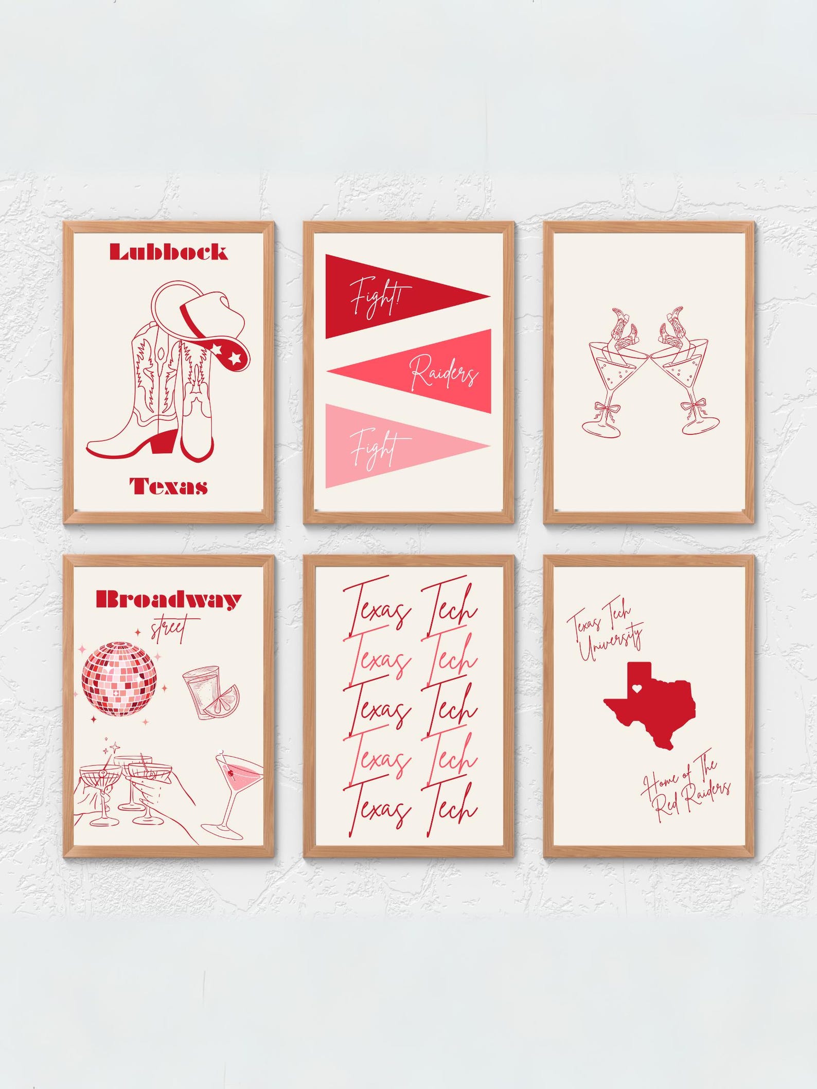 Texas Tech Wall Art Set of 6 | Red Raiders Digital Prints | TTU Dorm ...