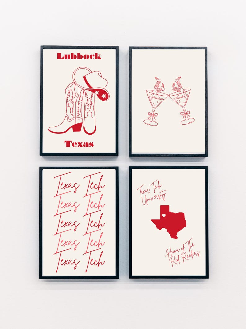 Texas Tech Wall Art Set of 6 | Red Raiders Digital Prints | TTU Dorm ...