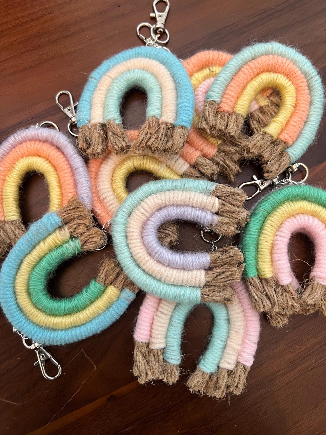 Rainbow Macrame Keychains - Etsy