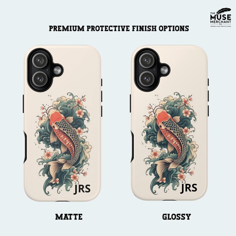Personalized Koi Fish Tough Phone Case, Japanese Koi Art Protective ...