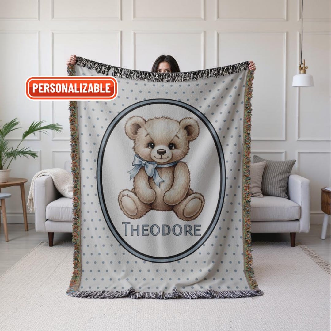 Personalized Teddy Bear Blankets, Name Blanket, Baby Shower Gift ...