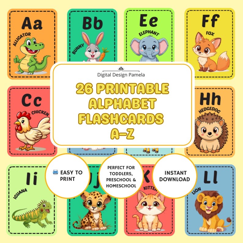 Alphabet Flashcards A-Z – 26 Printable ABC Cards for Preschool ...