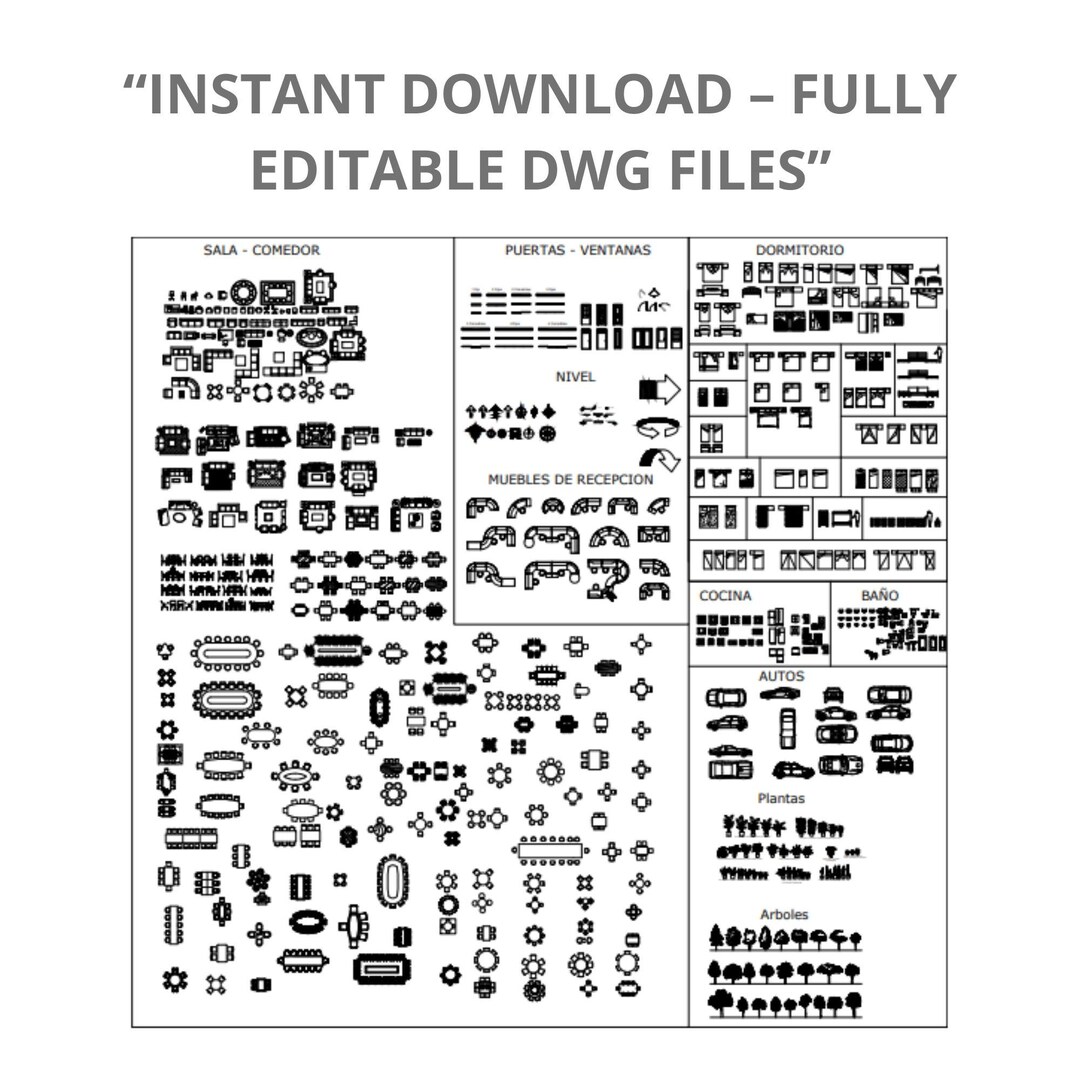 300+ Autocad Blocks Pack | Furniture, Doors, Trees, Vehicles | 2D DWG ...