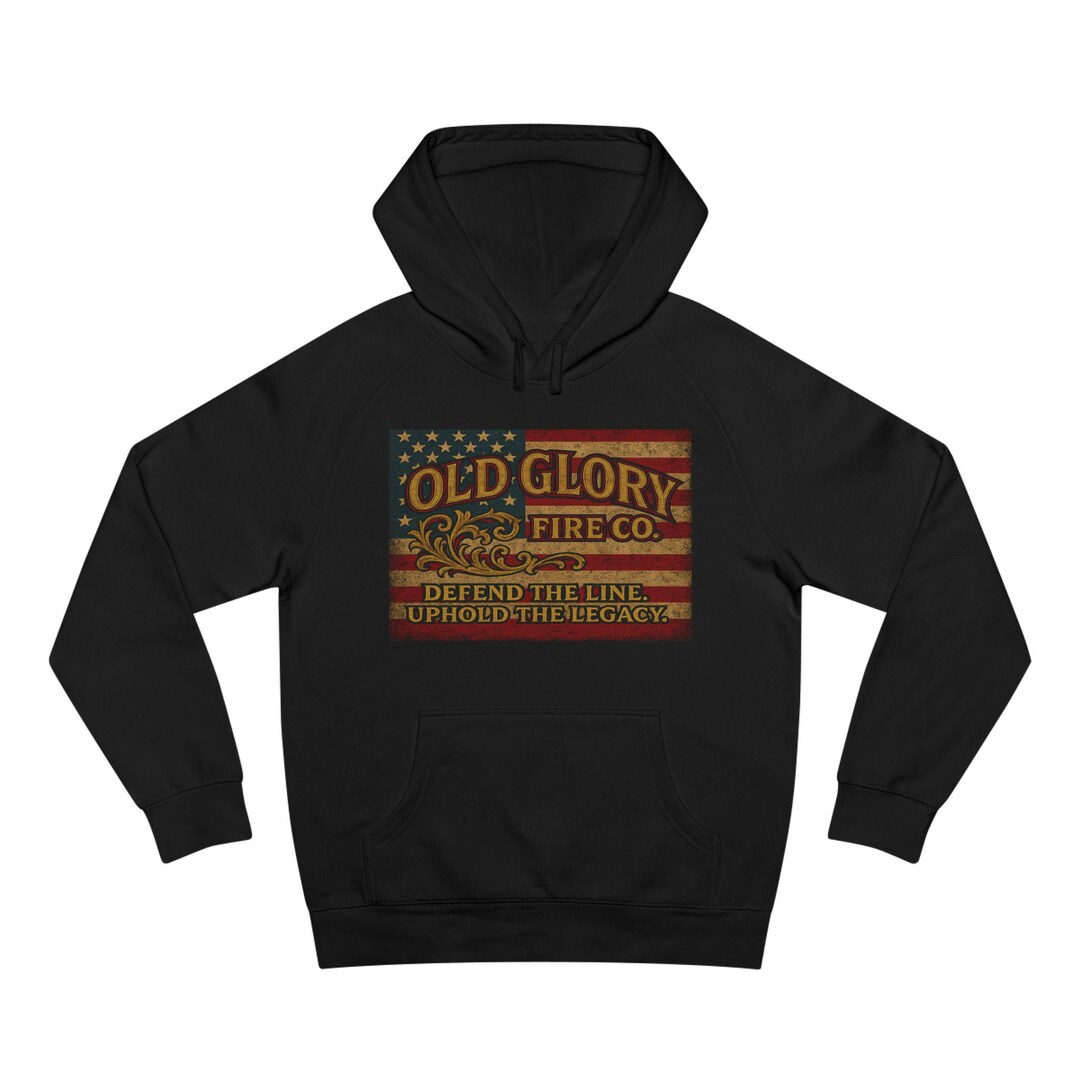 Vintage Old Glory Fire Dept. Hoodie: Patriotic Comfort - Unisex Cotton ...