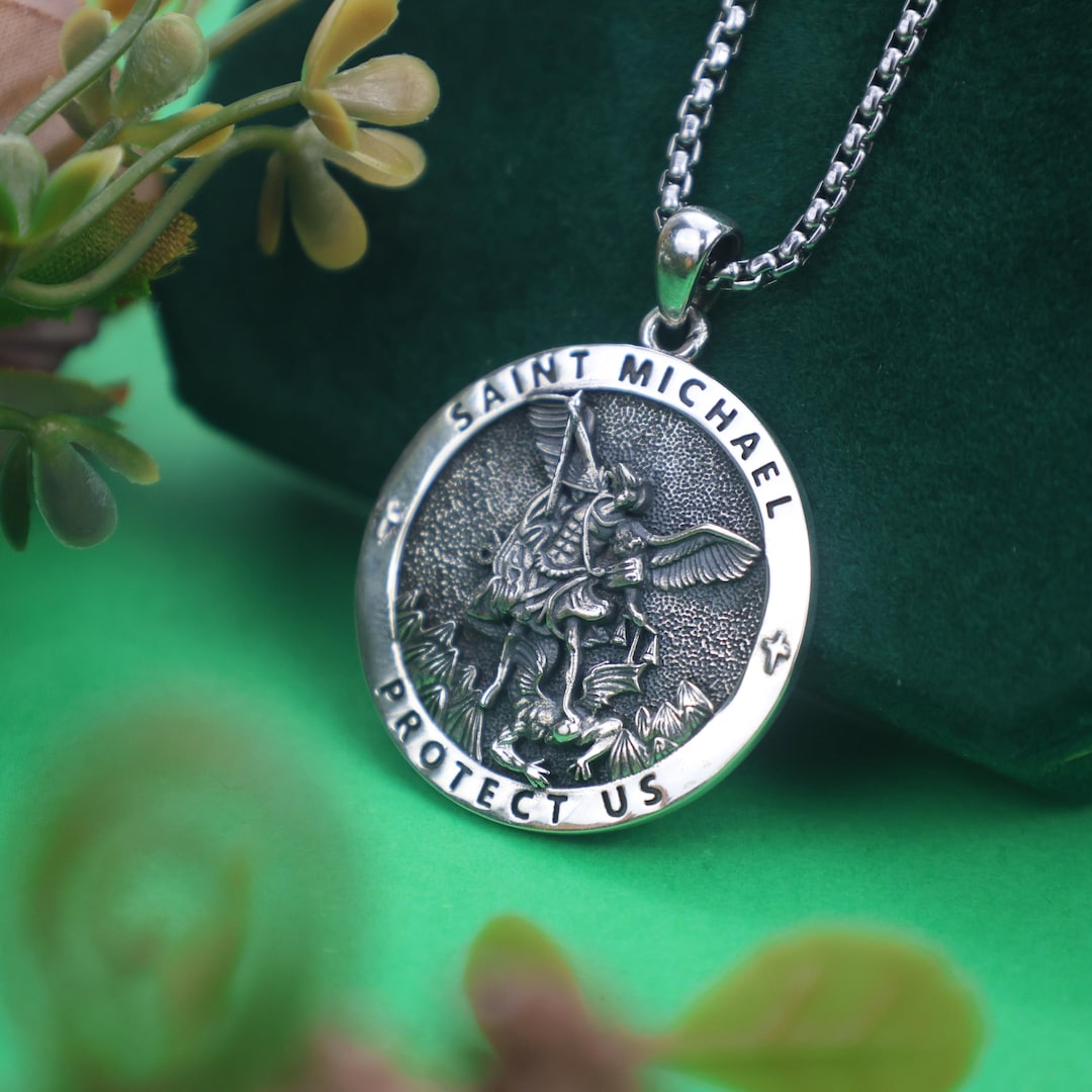 Sterling Silver St. Michael Protection Pendant: Christian Amulet ...