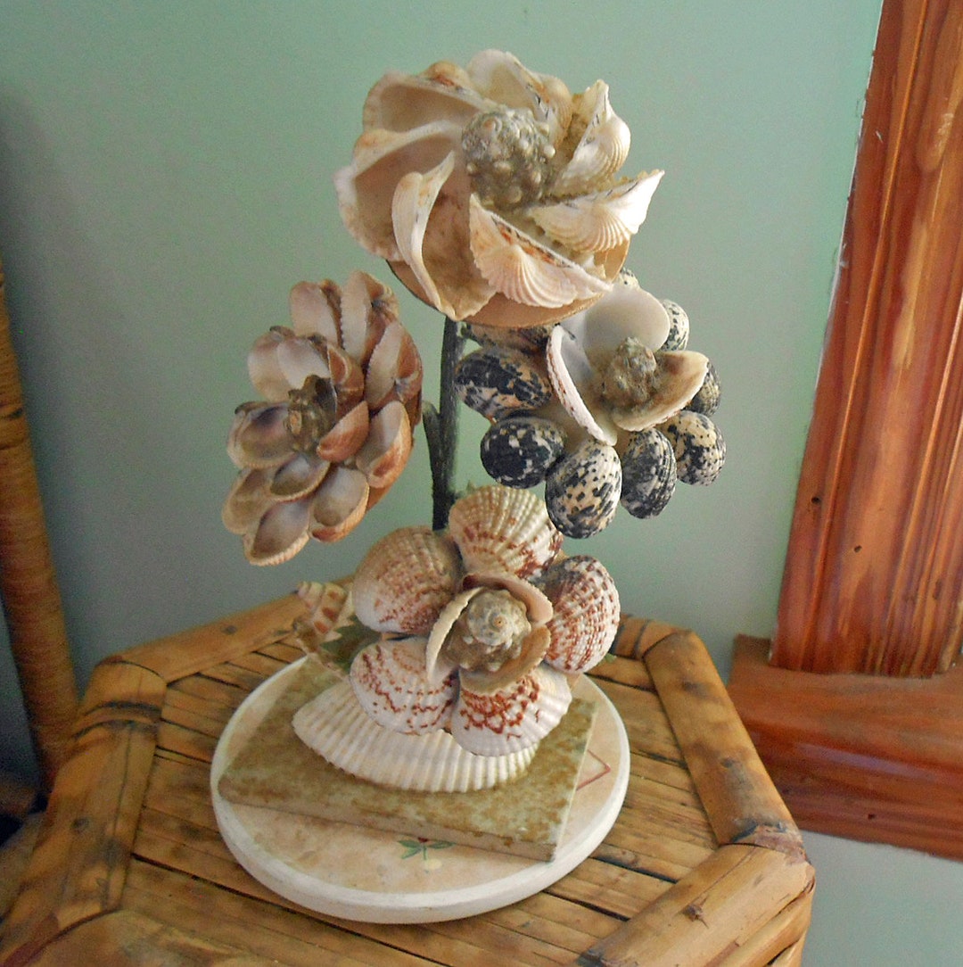 SEA SHELL FLOWER Art Standing Bouquet 4 Flower Designs Organic Natural ...