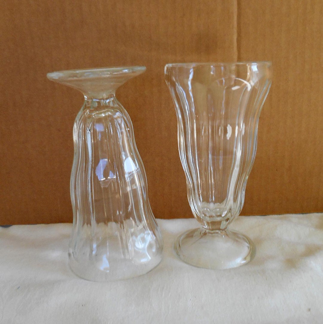 2 FLUTED SUNDAE GLASSES Vintage Soda Fountain Finds for Ice Cream ...