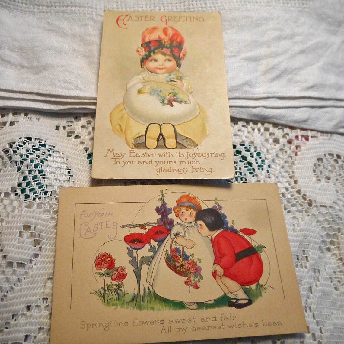 Vintage EASTER GREETINGS Card & Envelope Pink Dogwood Garland | Etsy