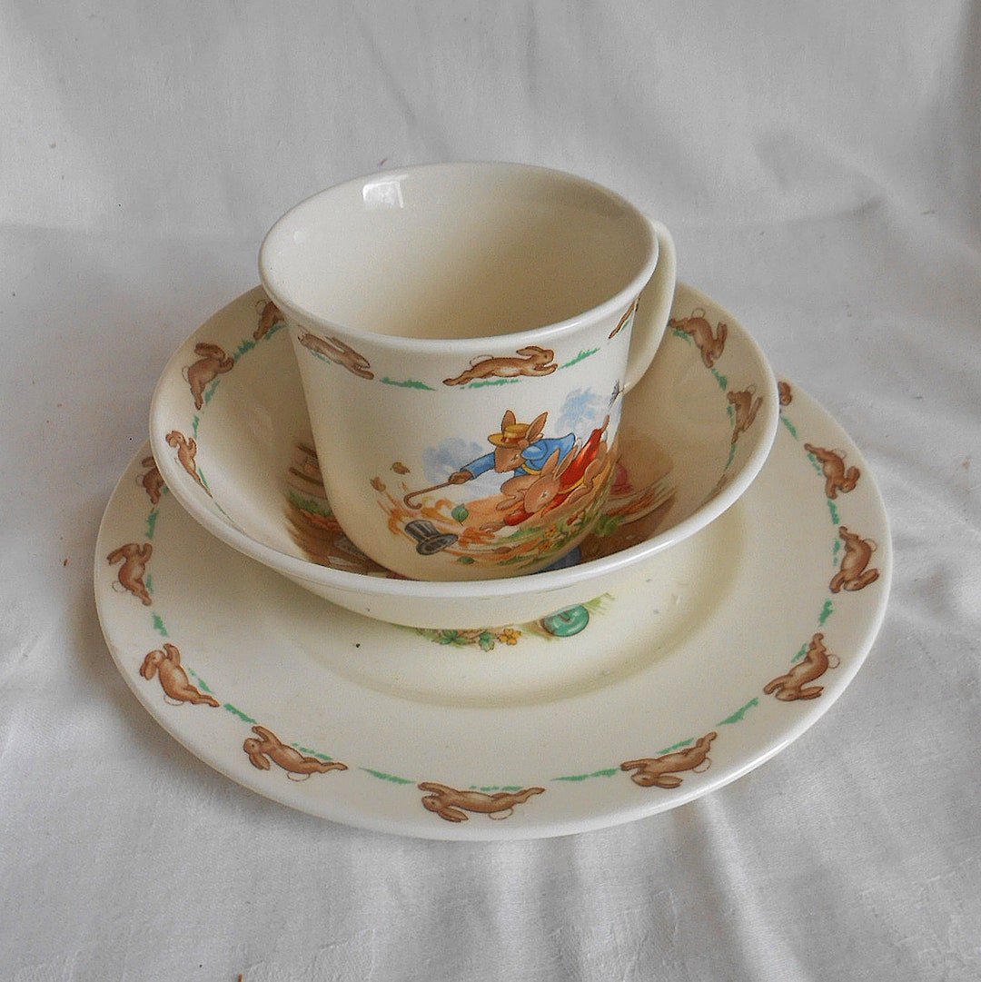 ROYAL DOULTON BUNNYKINS 3 Pc Bone China Childs Food Set Plate Bowl Cup ...