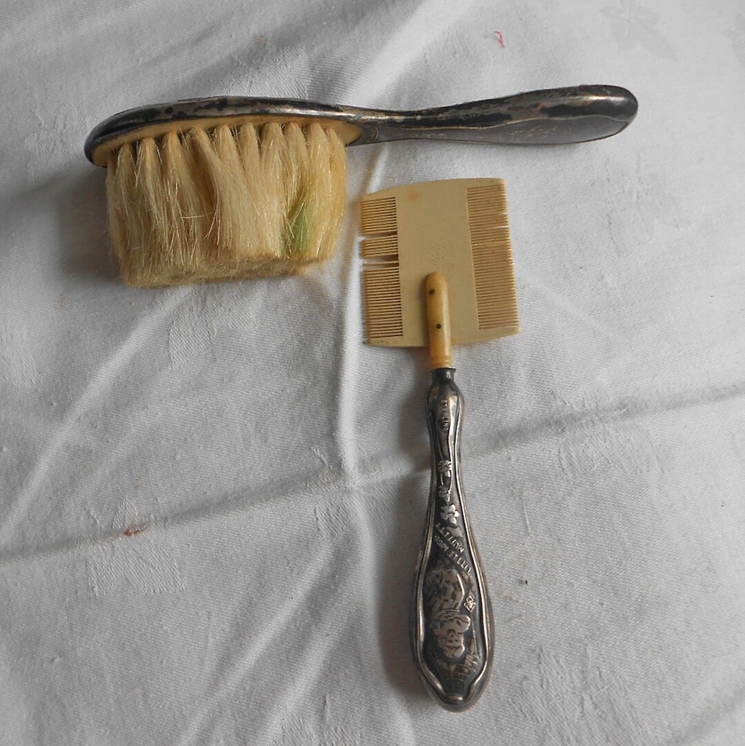 STERLING Silver BRUSH & COMB Baby Set Soft Bristles Celluloid - Etsy