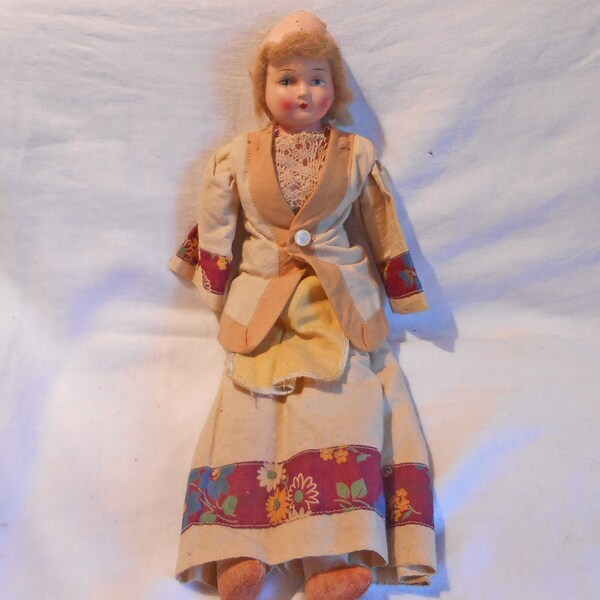 Antique Porcelain Doll With Cloth Body Etsy