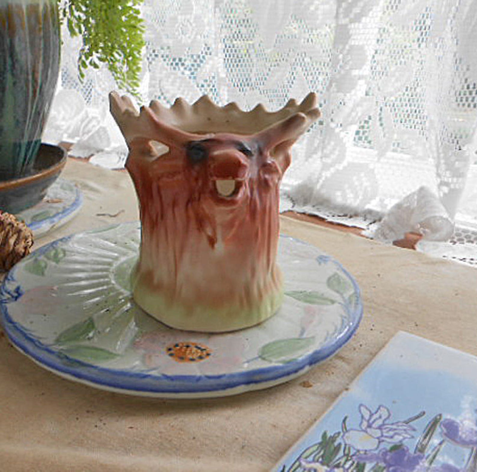 Czech MOOSE or ELK CREAM Pitcher 1930s Art Pottery Find | Etsy