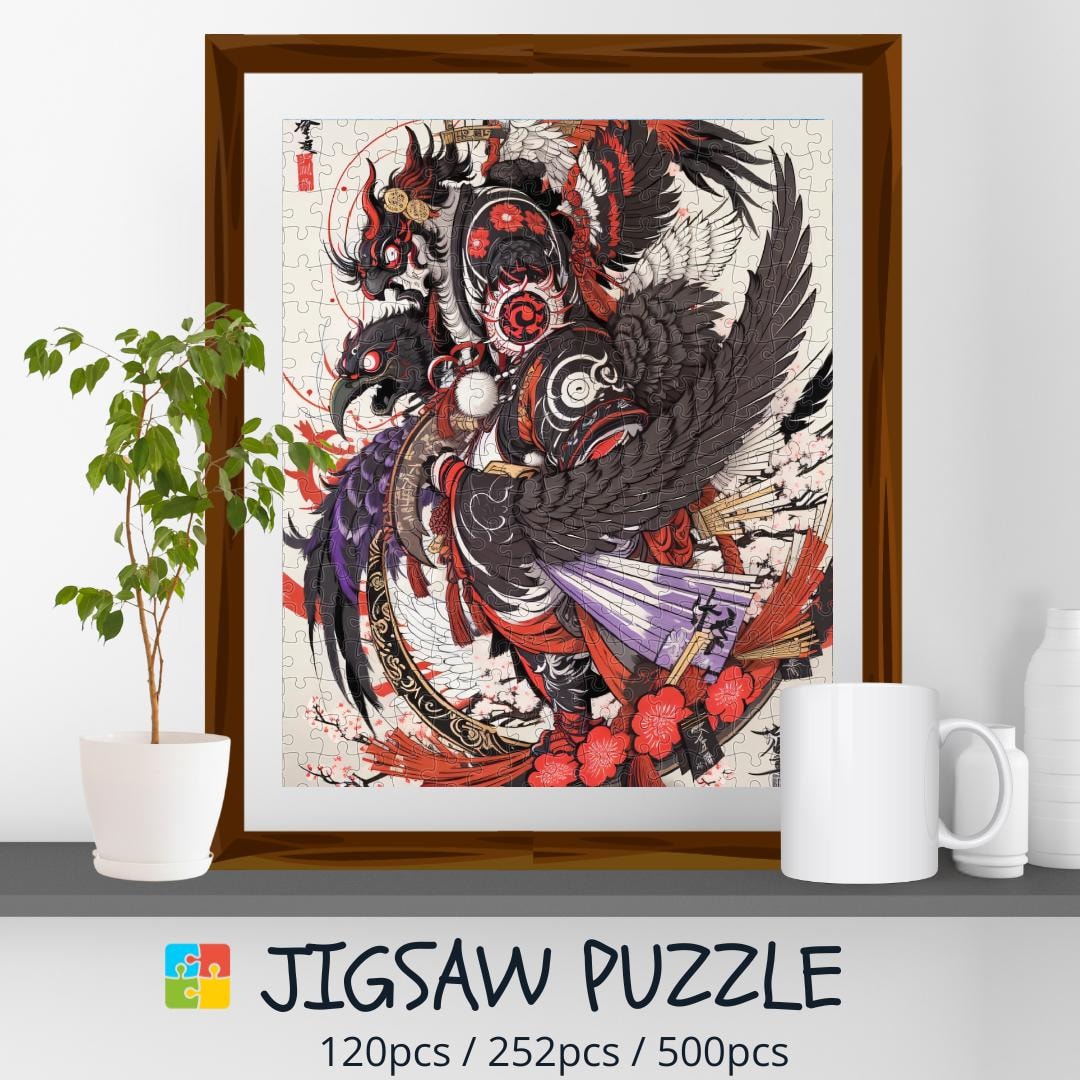 Art Puzzle, Karasu Tengu, Japanese Yokai, Mythical Warrior, Raven ...