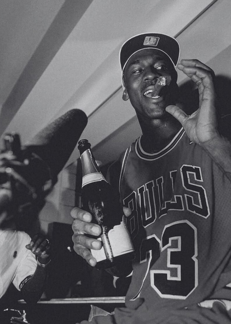 Michael Jordan Championship Print: Iconic Bulls Champagne Celebration ...