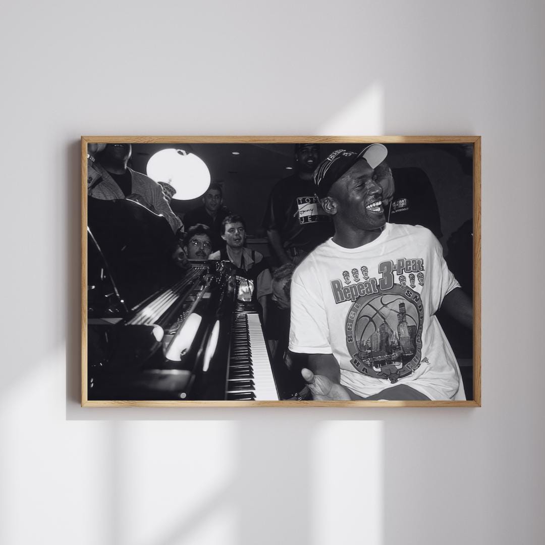 Michael Jordan 3-peat Celebration Poster | Iconic Piano Photo Print ...