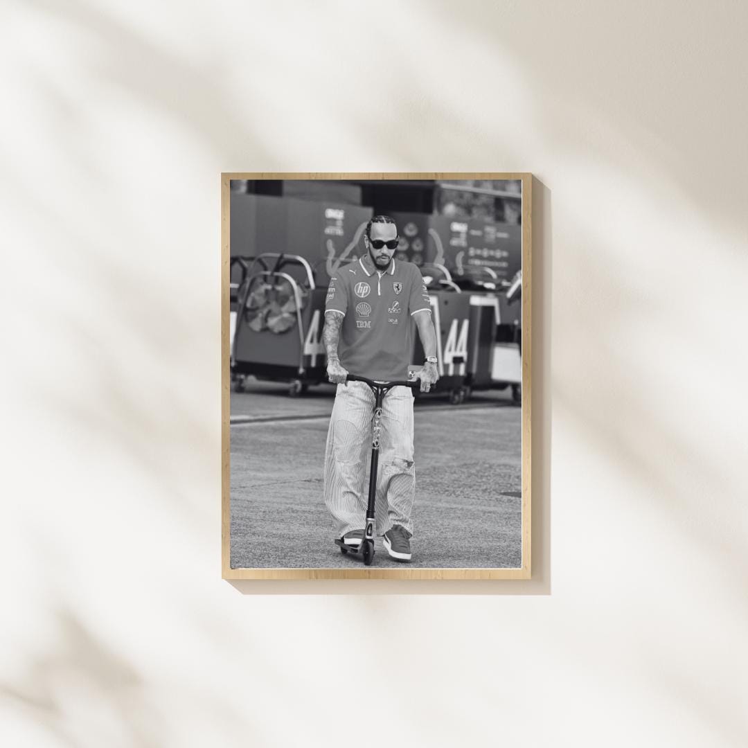 Lewis Hamilton F1 Paddock Fashion Poster | Iconic Scooter and Style ...