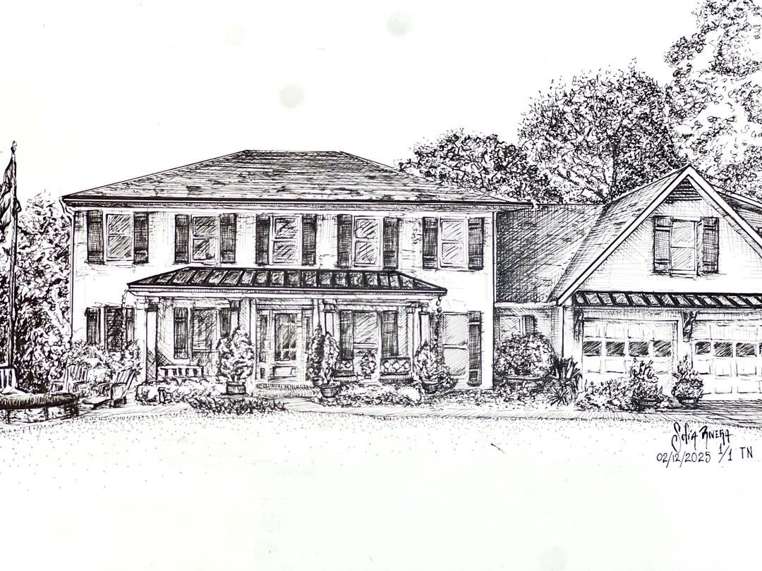 Commissioned Art House Portrait From Photo – Hand-drawn Home ...