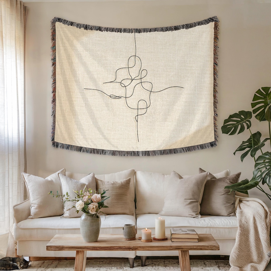 Minimalist Line Art Wall Tapestry & Fabric Wall Art – Premium Woven ...
