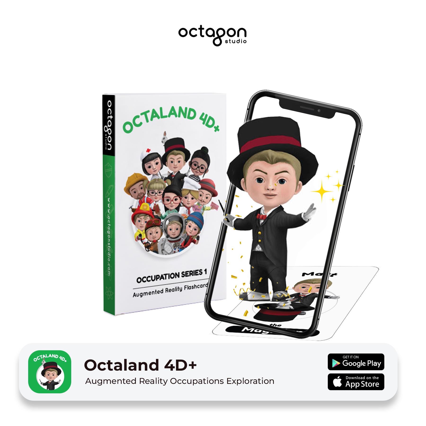 Octaland 4D Augmented Reality Alphabet Cards: Career ABC Learning Toy ...