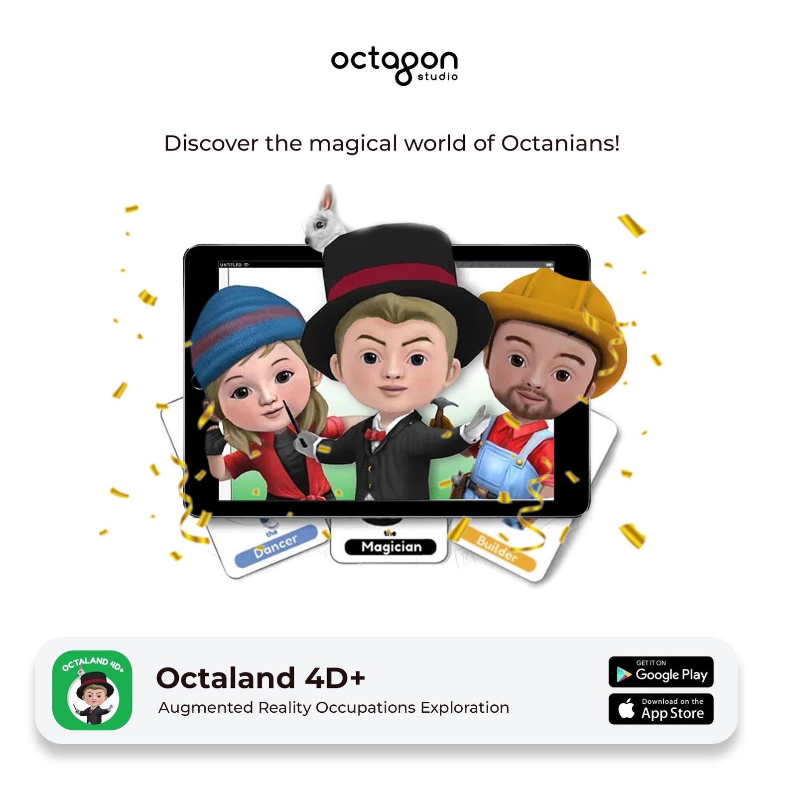 Octaland 4D Augmented Reality Alphabet Cards: Career ABC Learning Toy ...