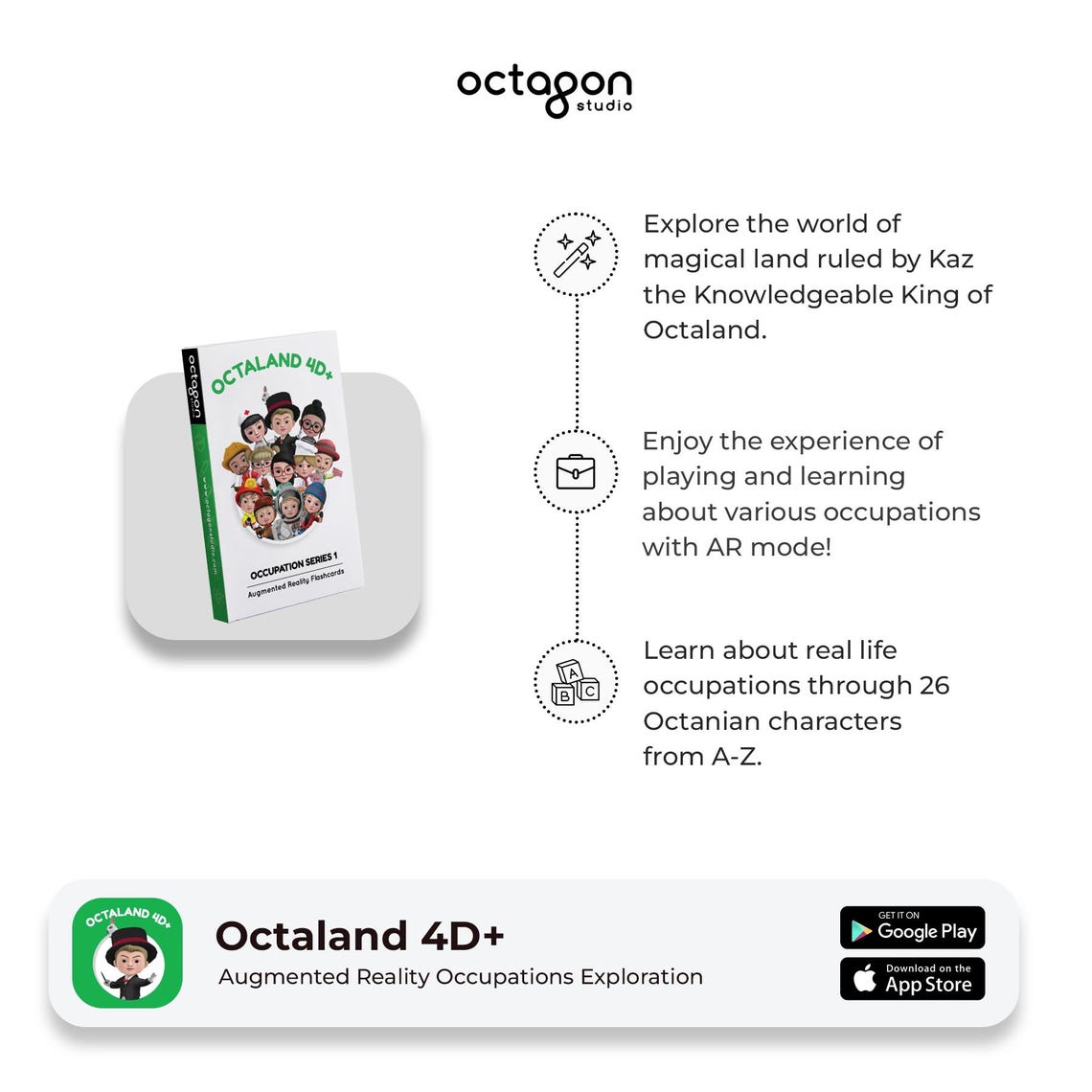 Octaland 4D Augmented Reality Alphabet Cards: Career ABC Learning Toy ...