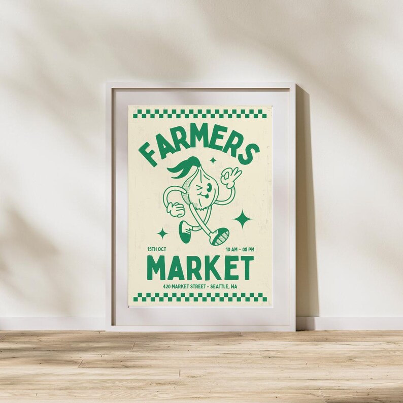 Farmers Market Poster Printable – 18x24 Vintage-inspired Produce Art ...