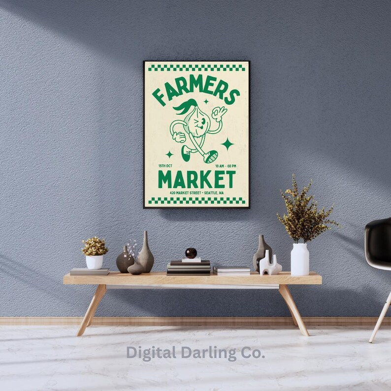 Farmers Market Poster Printable – 18x24 Vintage-inspired Produce Art ...