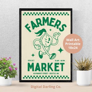 Farmers Market Poster Printable – 18x24 Vintage-inspired Produce Art ...