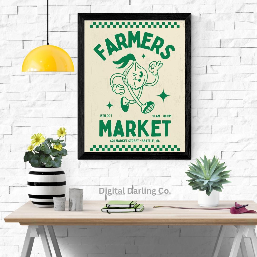 Farmers Market Poster Printable – 18x24 Vintage-inspired Produce Art ...