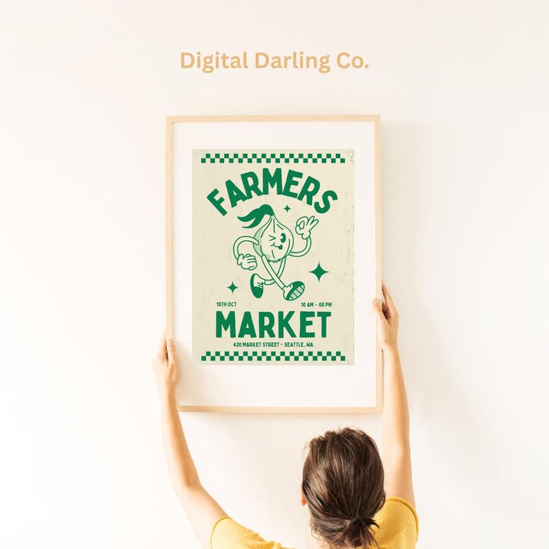 Farmers Market Poster Printable – 18x24 Vintage-inspired Produce Art ...