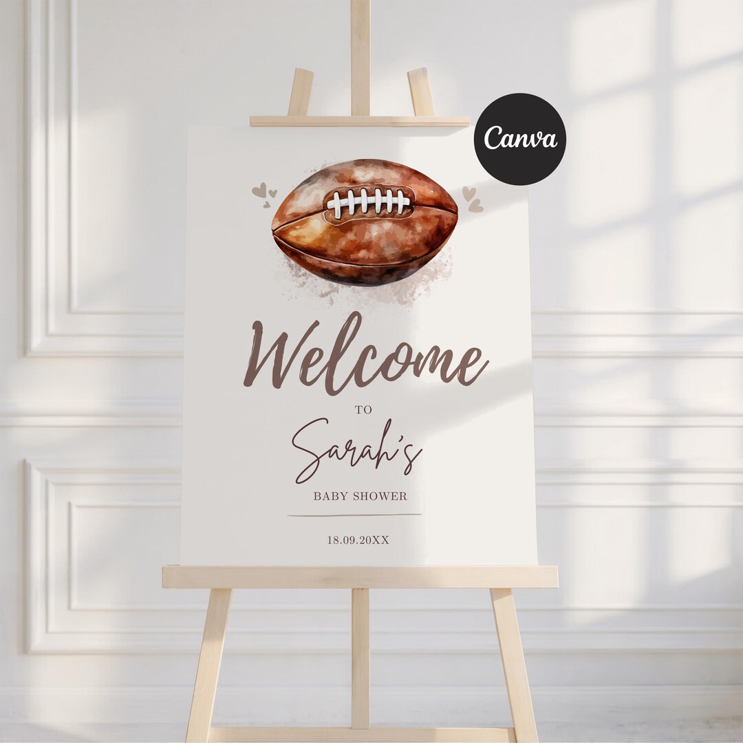 Football Baby Shower Welcome Sign | MVP Theme (canva Editable) - Etsy