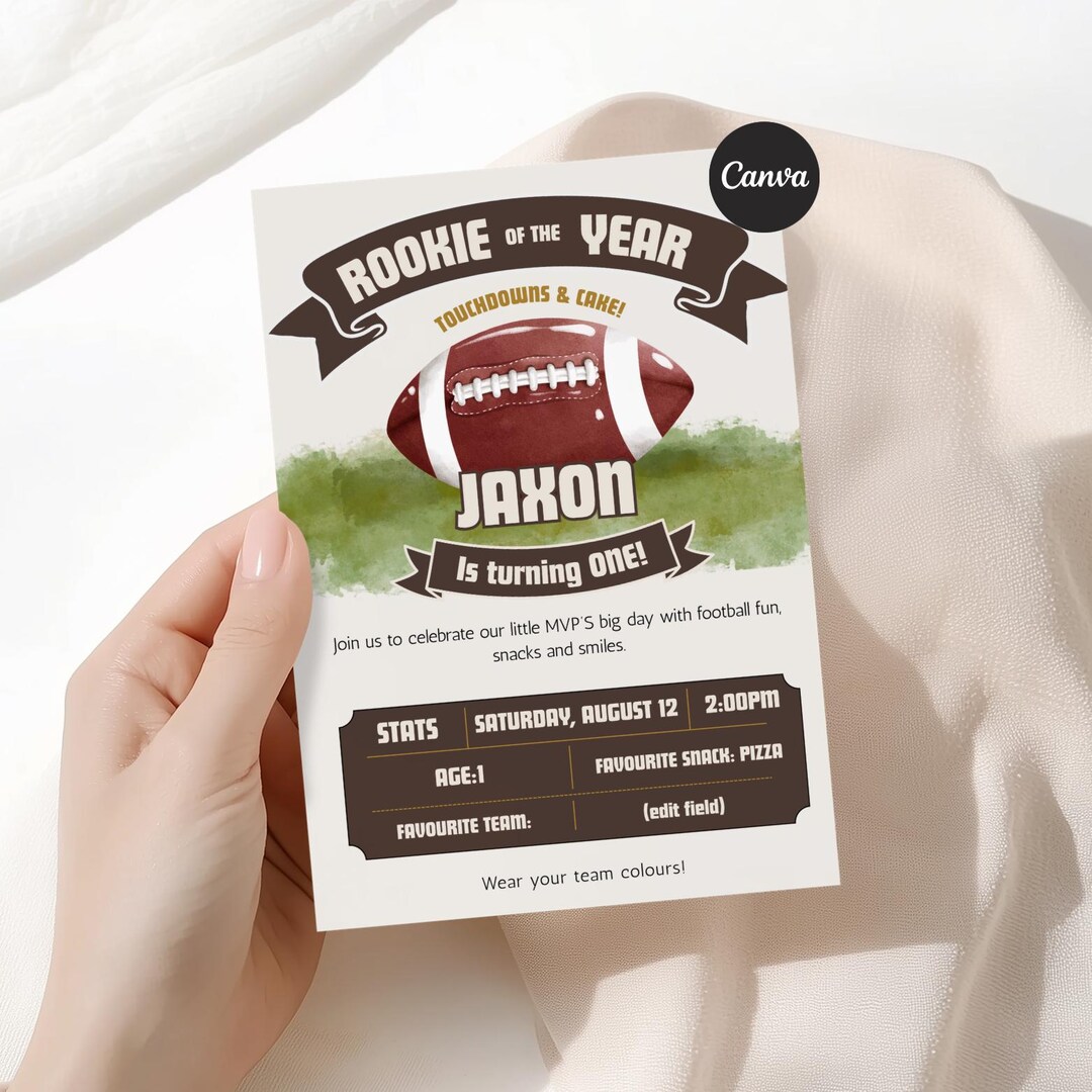 Football First Birthday Invitation Template | Rookie of the Year ...