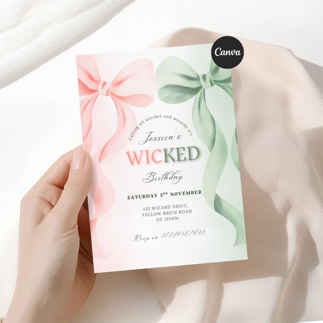 Wicked Birthday Party Invitation Template | Editable Canva Invite ...