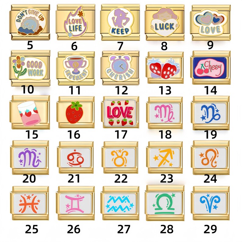 Italian Charm Bracelet Links – 9mm Gold Modular Charms With Letters ...